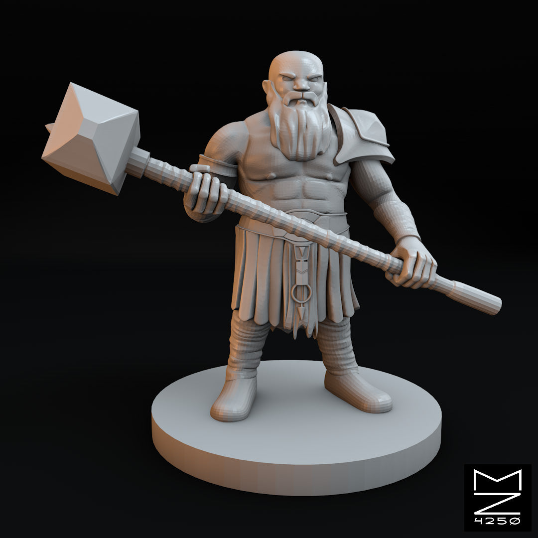 Dwarf Barbarian with Maul Tabletop Miniature – QuestBourne