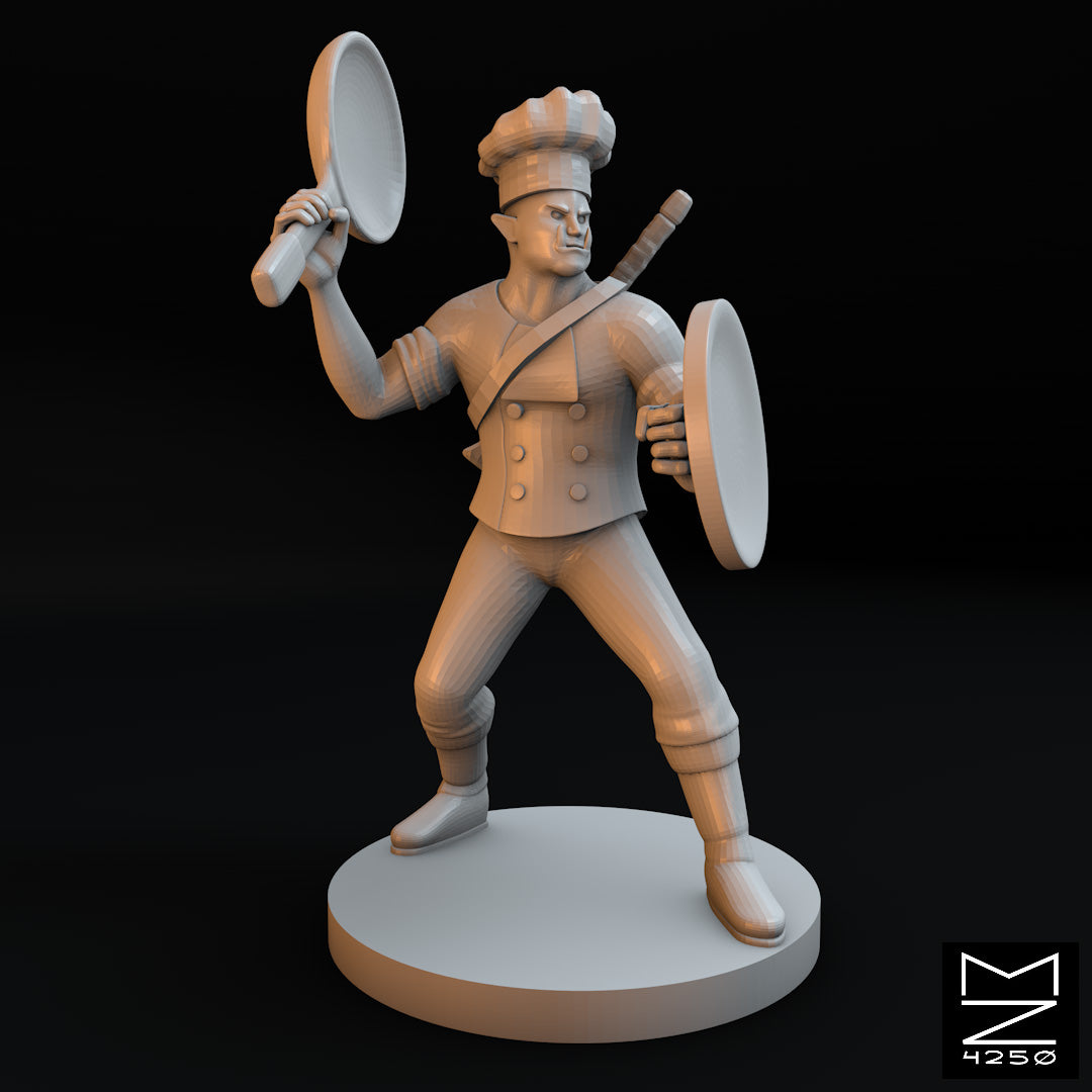 Half Orc Chef Fighter Tabletop Miniature – QuestBourne