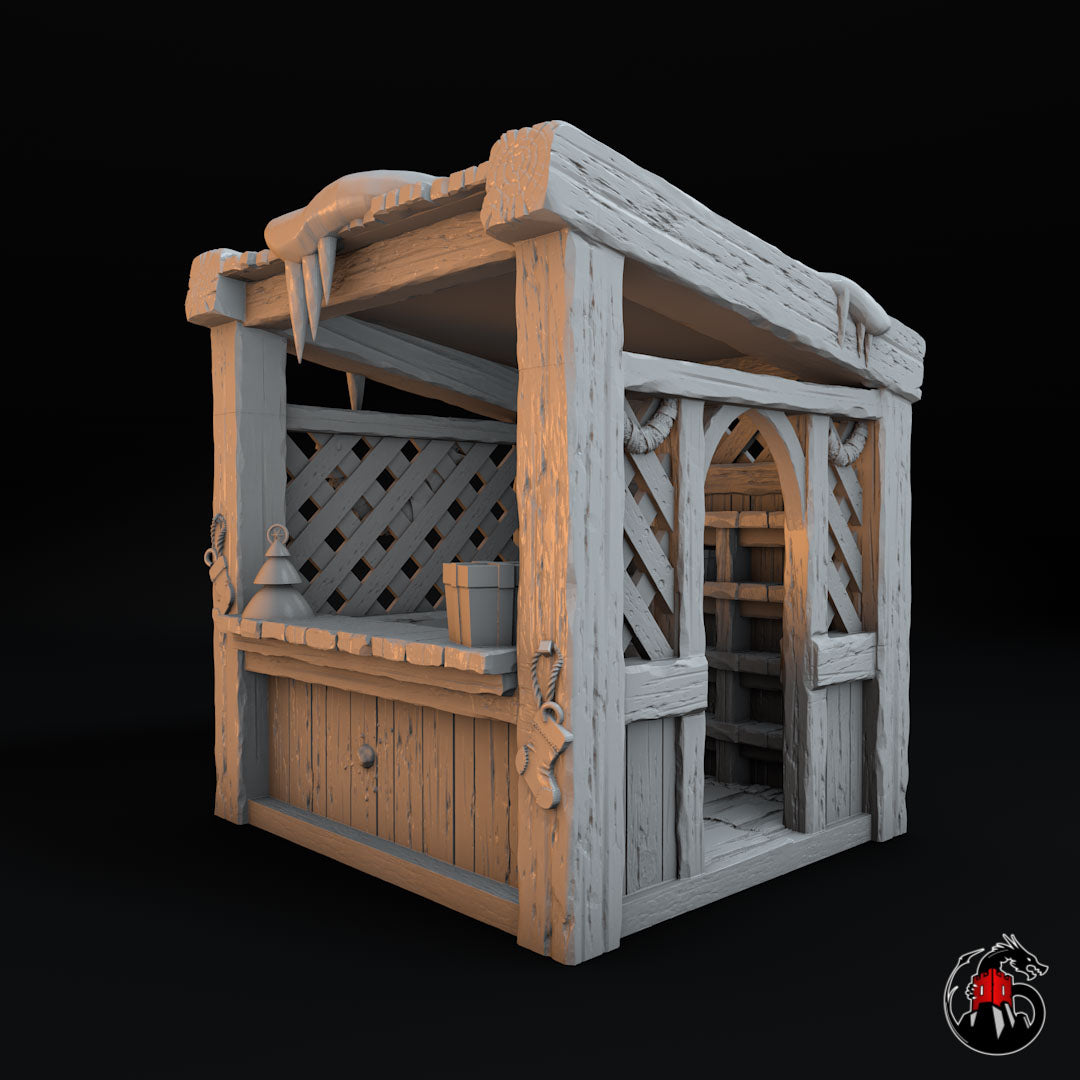 Frosty Winter Fair Stall 1 Tabletop Miniature - QuestBourne